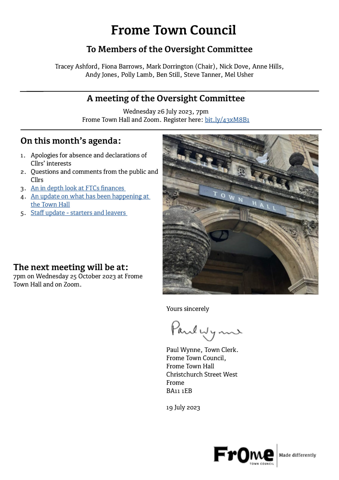 Oversight Committee - Frome Town Council